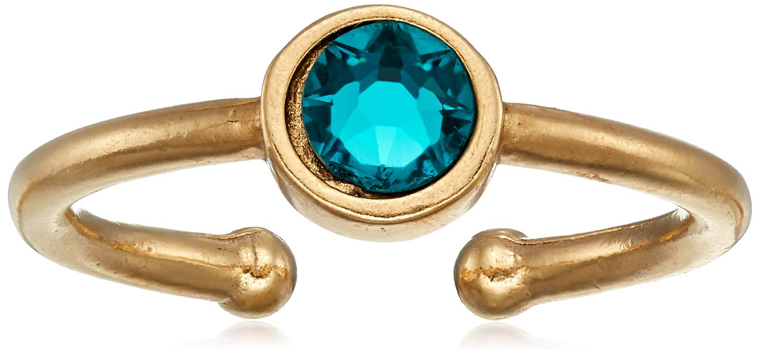 Alex and Ani Women's Swarovski Color Code Adjustable Ring December Blue Zircon Color, 14kt Gold Plated