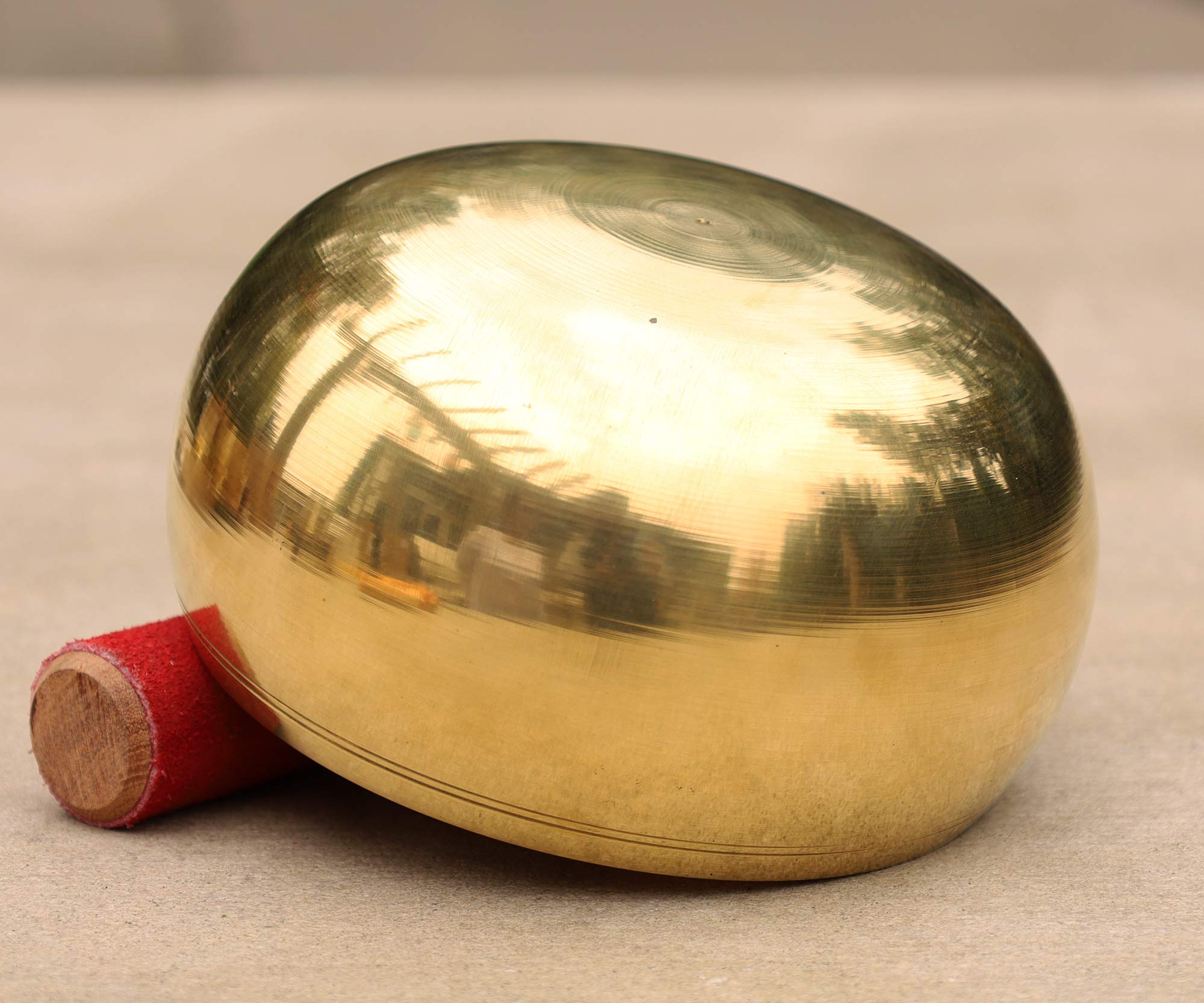 DharmaObjects Medium ~ Tibetan OM MANI Singing Bowl Set ~ With Mallet, Brocade Cushion & Carry Bag ~ For Meditation, Chakra Healing, Prayer, Yoga (Yellow)