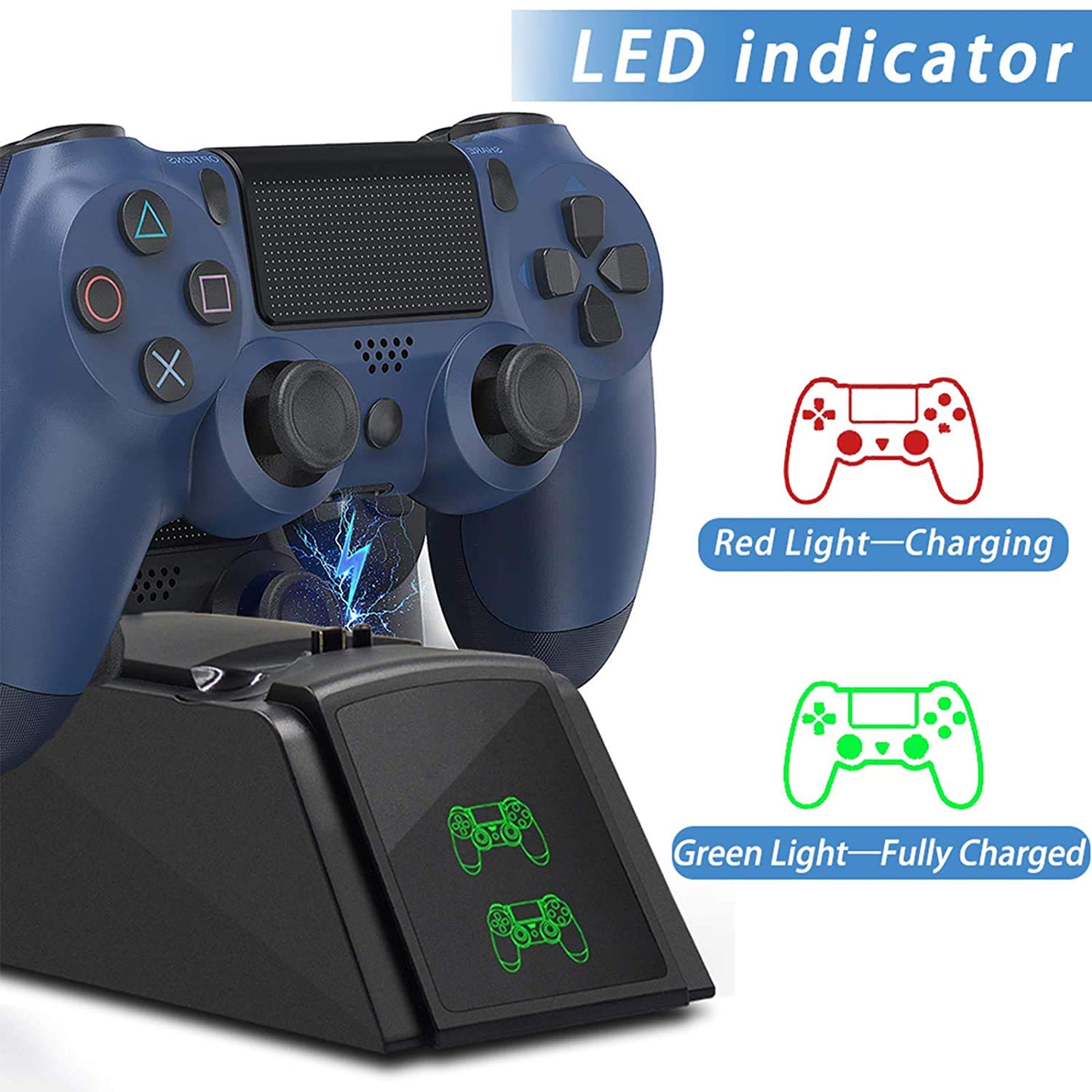 Controller Charger Docking Station, Vergissm Dual Docking Station for Playstation 4/ PS4/ PS4 pro Move Controller