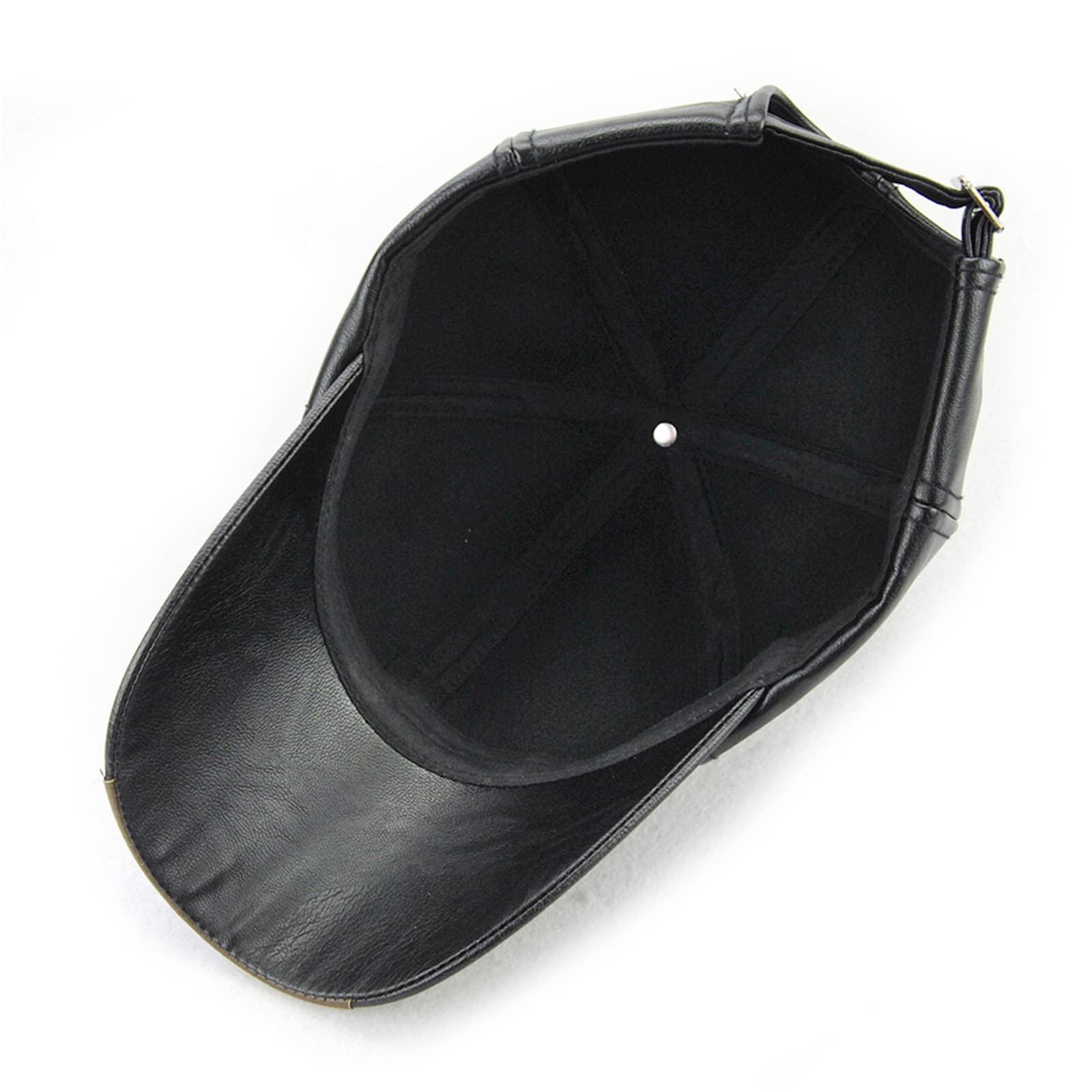 Adjustable Men's Baseball Cap Golf Cap Dad Hat Cowhide Leather Hunting Hat for Fall Winter Outdoor Sports Hat Black