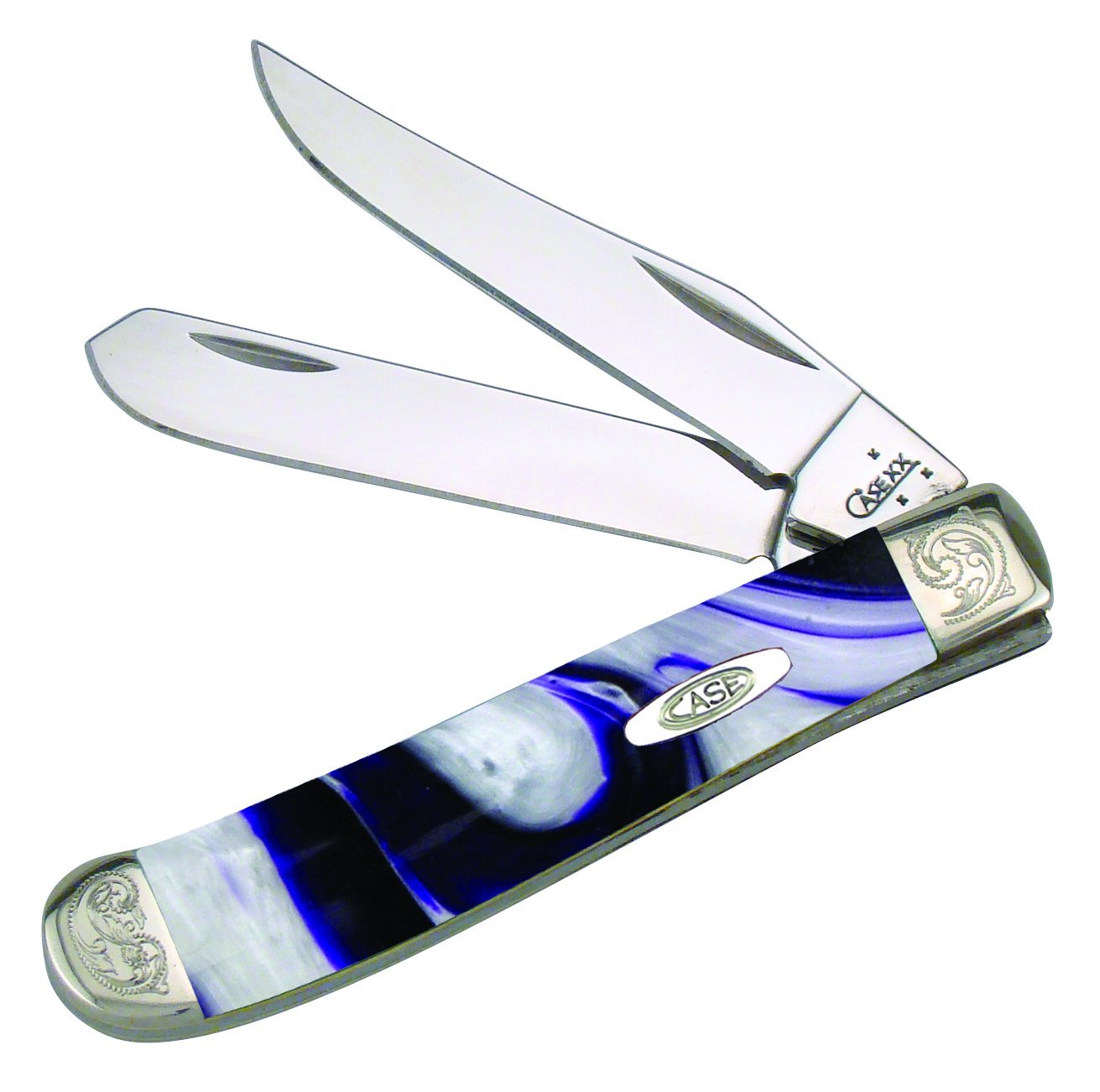 Case Cutlery 9207PP/E Engraved Purple Passion Mini Trapper Corelon Pocket Knife with Stainless Steel Blades, Purple/White