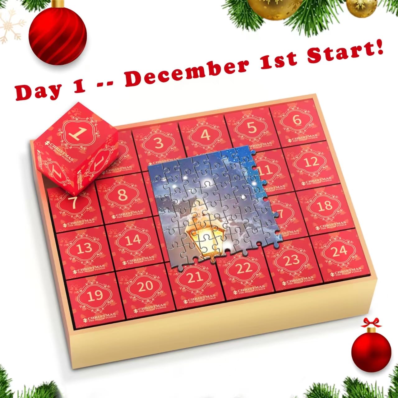 Advent Calendar 2023 Jigsaw Puzzle - 24 Boxes Packing 1008 Pieces Holiday Puzzle for Adults and Kids - Christmas Countdown Puzzles Gift