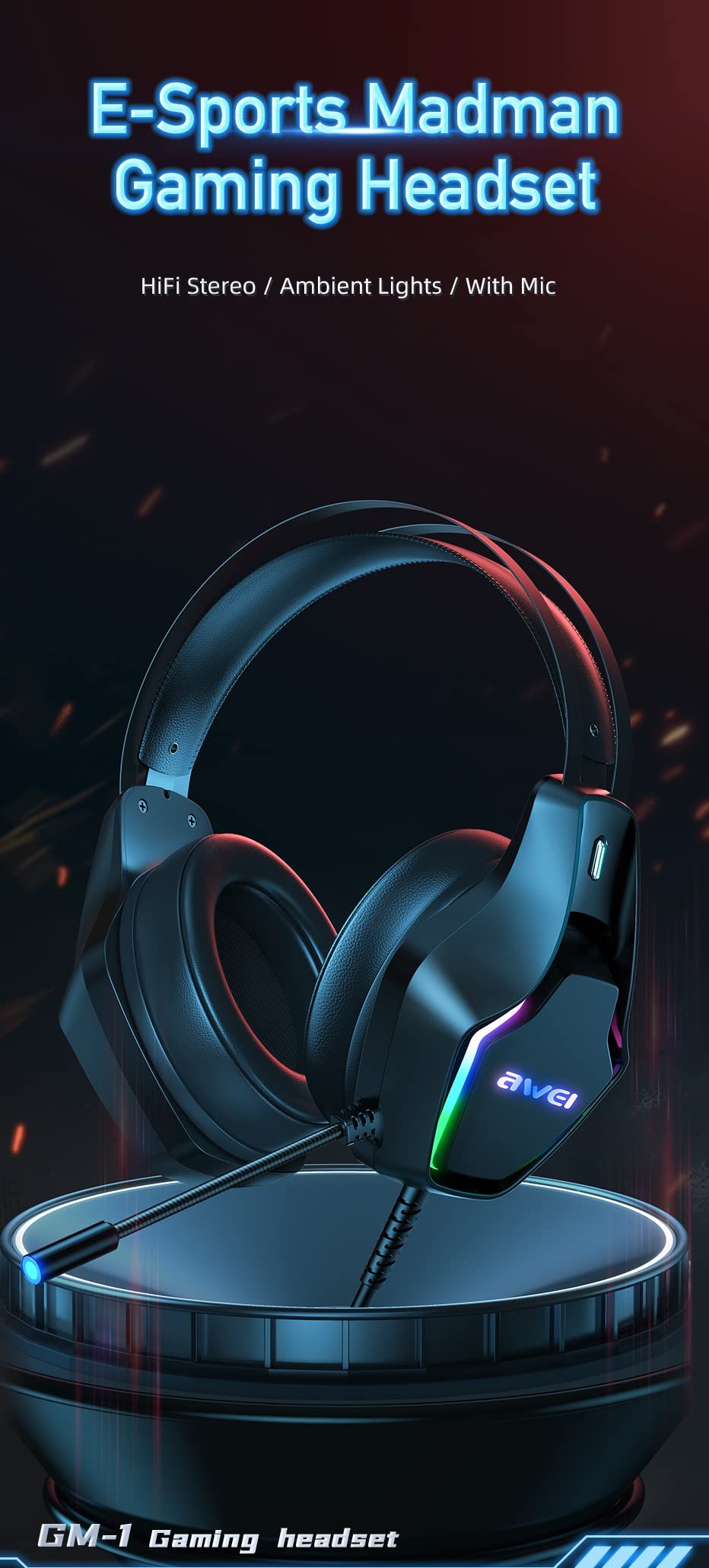 AWEI Headphones for Xbox PS4 PS5 PC and Cell-Phones