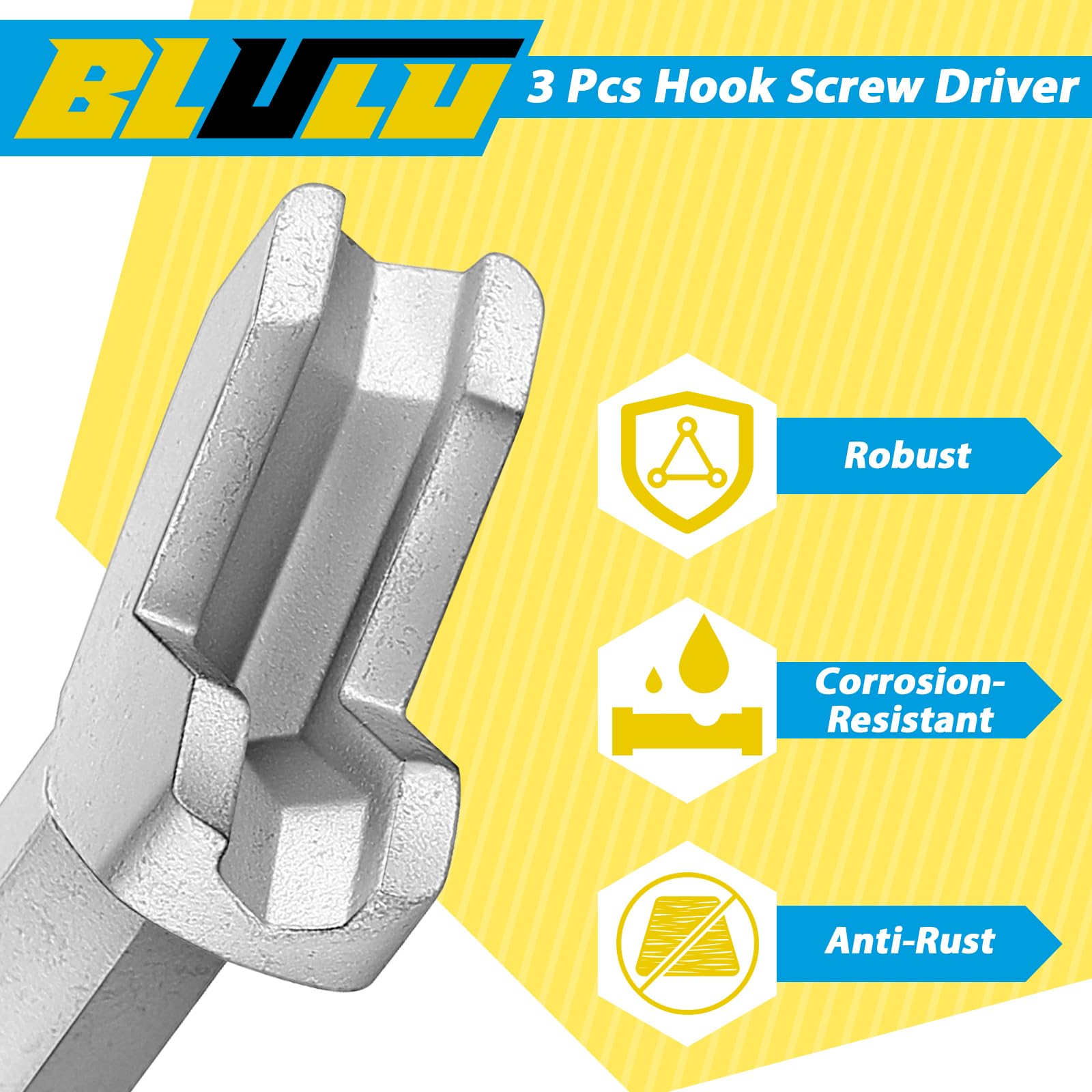 Blulu 3 Pcs Hooks Driver Y shape Cup Hook Installer and Remover Wing Nut Driver Cup Hook Screw Driver For Christmas party hanging Decoration Screw Hooks Wall Ceiling Installing