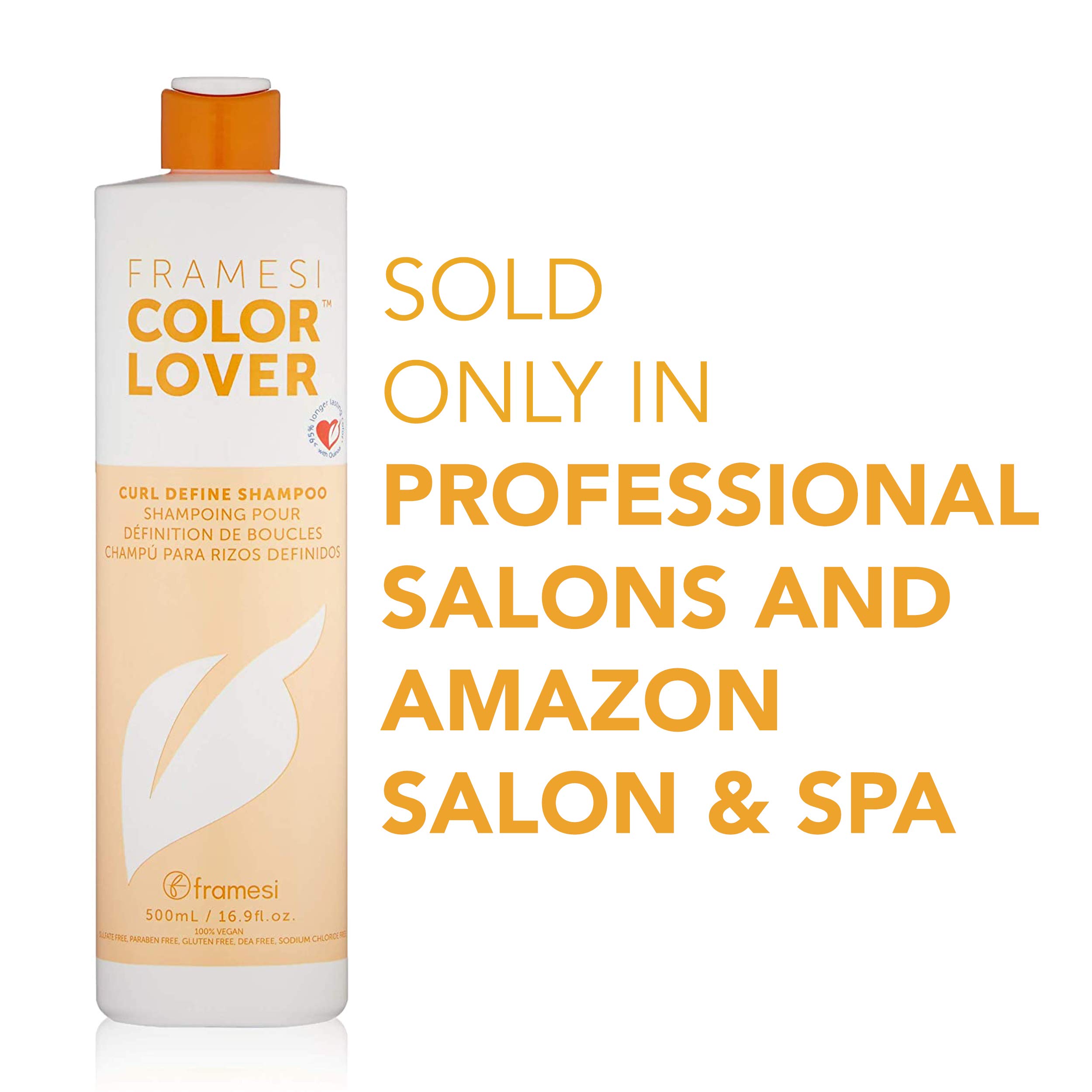 Framesi Color Lover Curl Define Shampoo, 16.9 fl oz, Shampoo for Curly Hair with Quinoa and Aloe Vera, Color Treated Hair