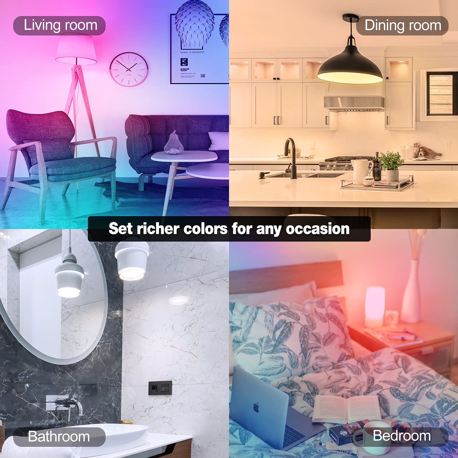 Alexa Compatible Smart Light Bulb Color Changing Light Bulb 9W A19 800Lumens WiFi & Bluetooth Dimmable LED Smart Bulb Works with Alexa Google Home Siri Shortcut, No Hub Required, 1 Pack