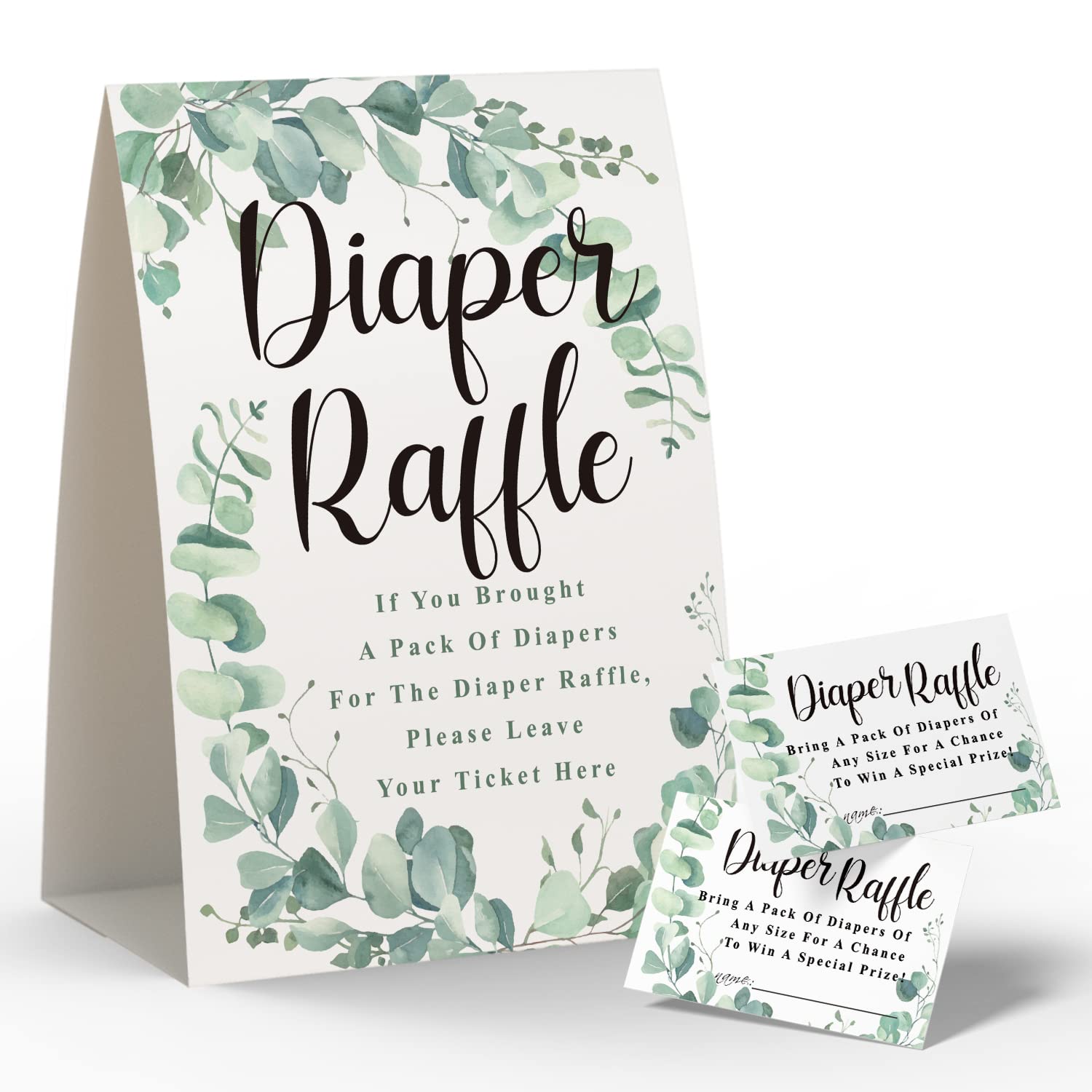 Diaper Raffle Tickets for Baby Shower Sign,Baby Shower Invitations with Diaper Raffle Cards - Baby gender neutral tickets(1 Sign with 50 Raffle Tickets) Toctose022
