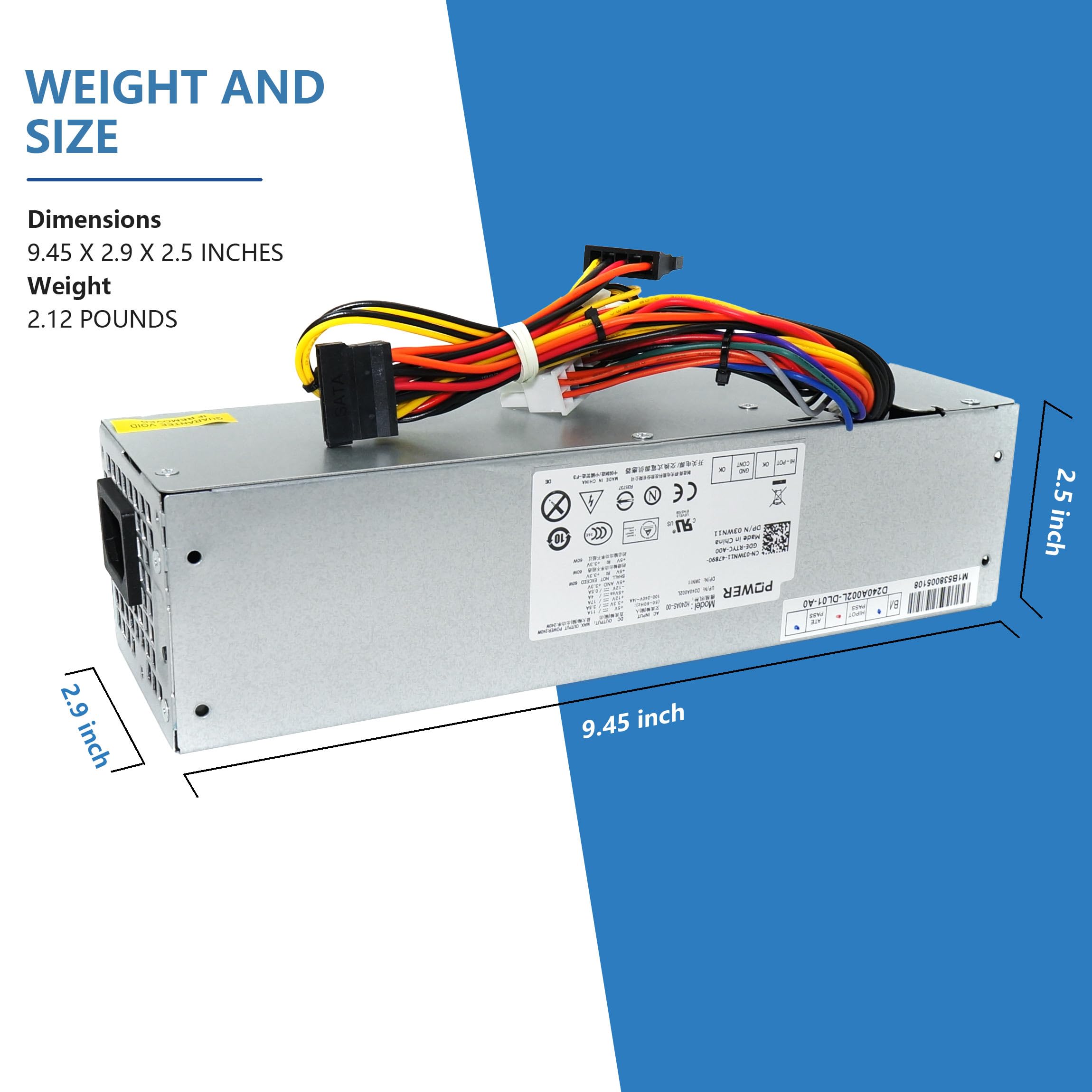 POINWER H240AS-01 H240AS-00 L240AS-00 2TXYM 3WN11 240W Optiplex 7010 SFF Power Supply for Dell Optiplex 390 790 960 990 3010 9010 Small Form Factor Systems CCCVC 3RK5T ac240as-00 D240ES-00