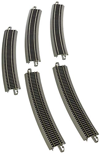 Bachmann Trains - Snap-Fit E-Z TRACK 35.50ā RADIUS 18 DEGREE CURVED TRACK (5/card) - NICKEL SILVER Rail With Gray Roadbed - HO Scale , Grey