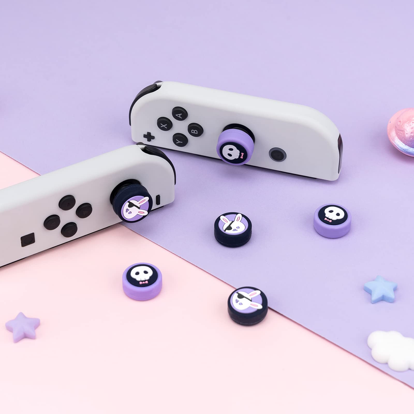 GeekShare Bandage Rabbit Thumb Grip Caps, Soft Silicone Joystick Cover Compatible with Nintendo Switch/OLED/Switch Lite,4PCS
