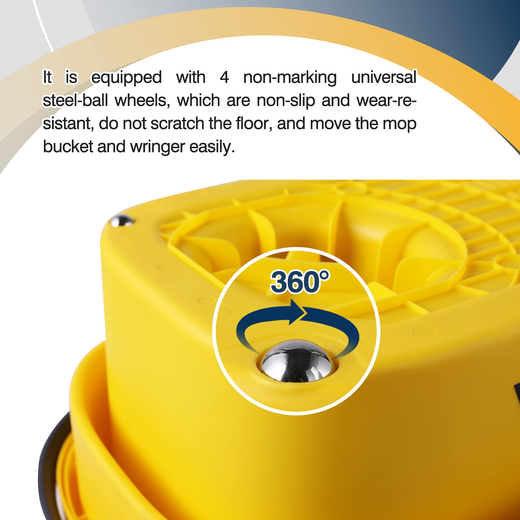 Yocada Commercial Mop Bucket with Wringer Portable Collapsible Plastic Mop Bucket Cleaning Washing Bucket for Cotton Mop