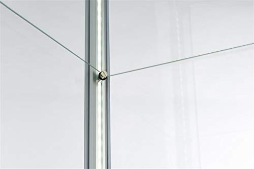 Displays2go Locking Glass Display Case, Illuminated – Silver (DCKDMT24S)
