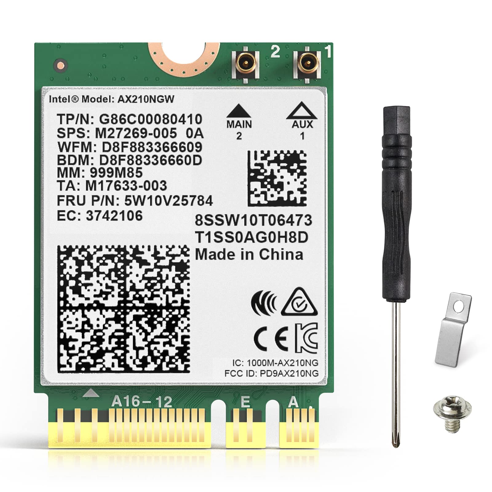 AX210NGW WiFi Card, WiFi 6E 802.11ax Wireless Card Intel AX210 NGW Bluetooth 5.3 Tri-Band 5400Mbps Network Adapter Wireless Module Expand to 6GHz for Laptop Support Windows 10/11 (64bit) M.2/NGFF