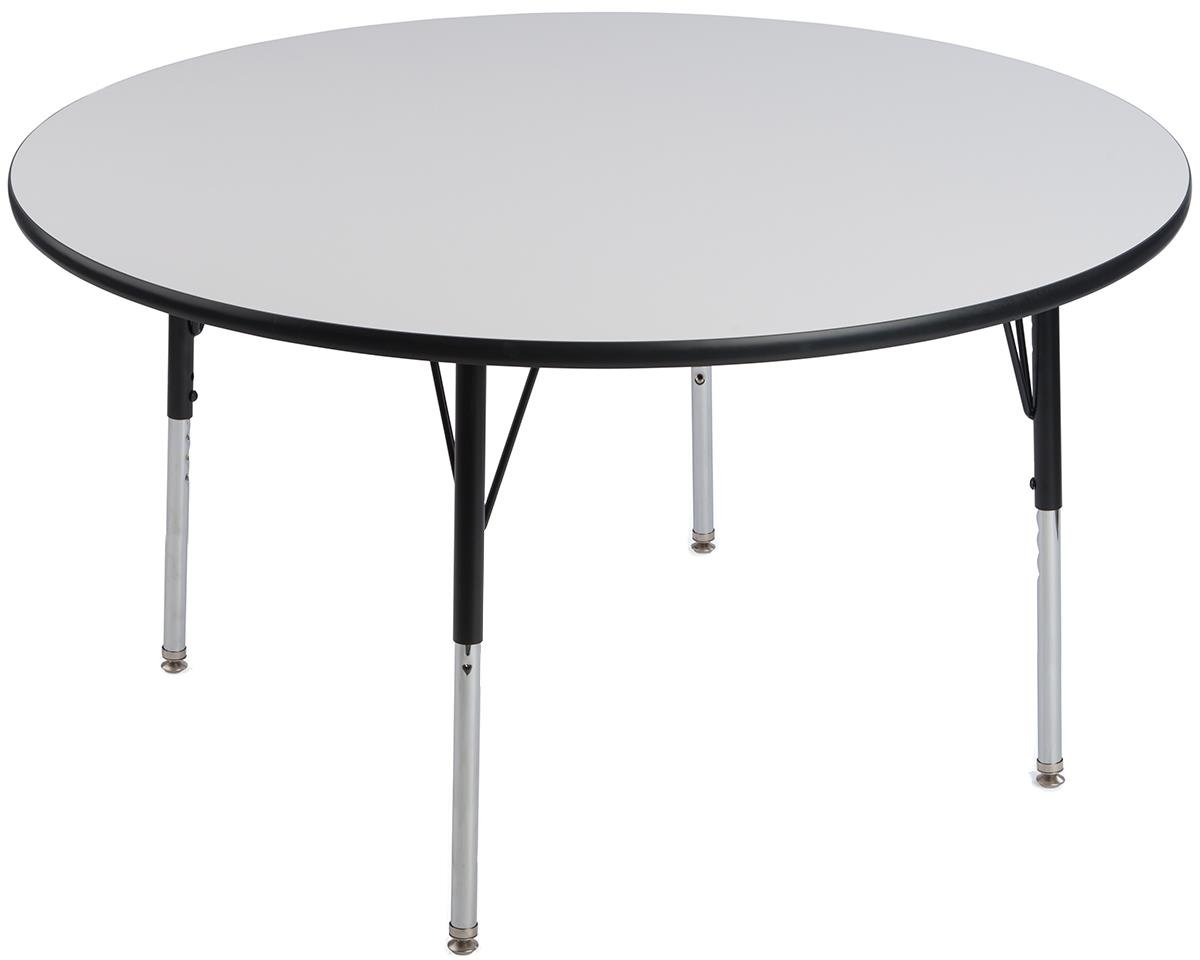 Displays2go, Round Classroom Activity Table, Steel, Laminated Particle Board and Melamine Construction – Whiteboard Surface, Black Accent (LCK48WBS)
