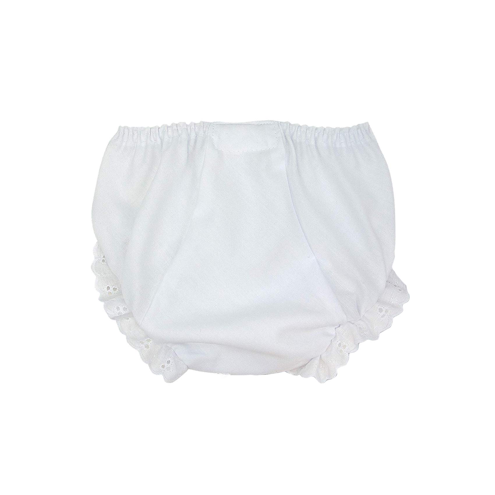 I.C. Collections Baby Girls White Double Seat Diaper Cover Bloomers, Size S