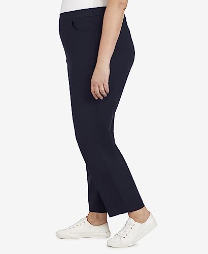 Alfred Dunner womens Petite Classic Allure Fit Proportioned With Elastic Comfort Waistband Casual Pants, Navy, 14 Petite US