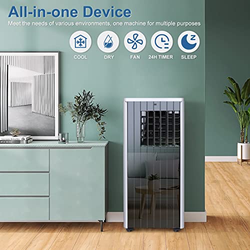 IAGREEA Portable Air Conditioner 10,000 BTU, Portable AC Unit for Rooms up to 400 Sq.Ft with Dehumidifier, Fan Modes, Auto Cooling & 24 Hour Timer, Window Mount Exhaust Kit-1130W