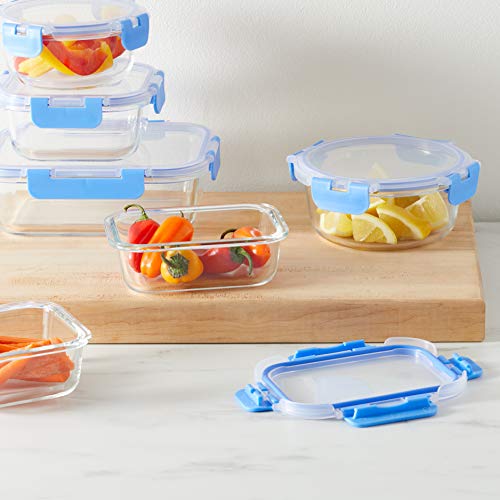 Amazon Basics Glass Locking Lids Food Storage, 9 Containers and 9 BPA-Free Lids - 18-Piece Set