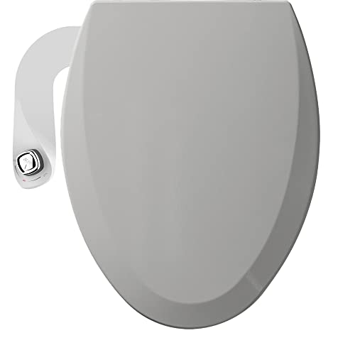 Bio Bidet by Bemis 1500EC Toilet Seat with Perfect Fit, Fresh Water Spray, Non-Electric, Easy to Install Bidet, ELONGATED, Silver