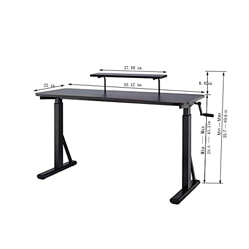 Amazon Basics Height-Adjustable Gaming Desk with Raised Monitor Shelf - Black