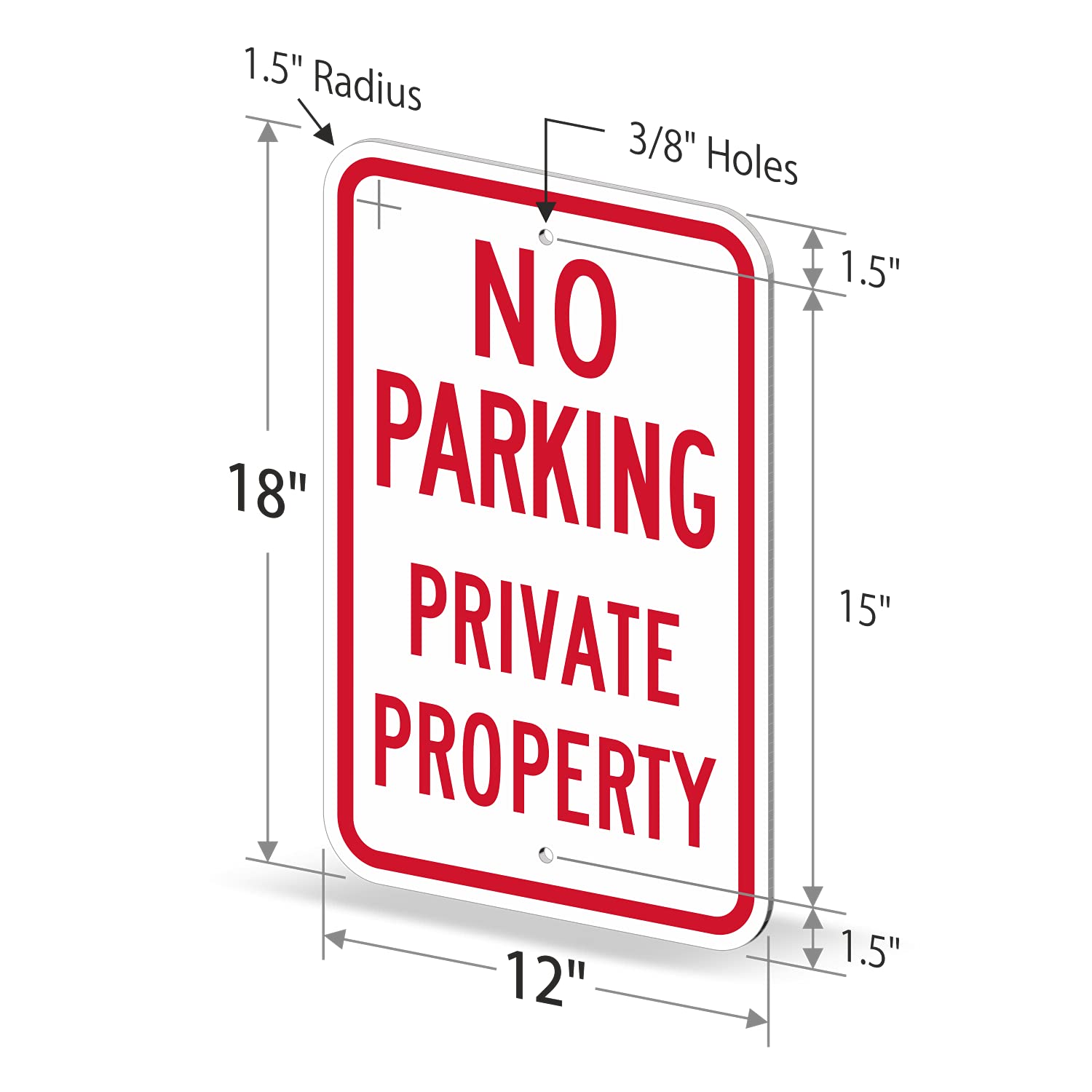 SmartSign - K-1667-EG-12x18-D2 "No Parking - Private Property" Sign | 12" x 18" 3M Engineer Grade Reflective Aluminum