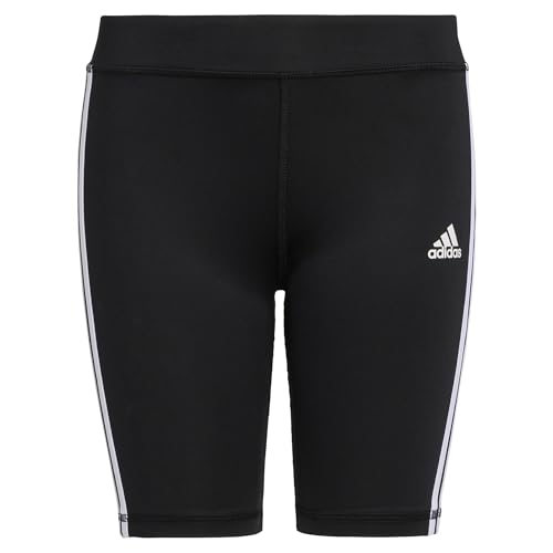 adidas Girls' Little Detached Waistband 3 Stripe Bike Short, Black, Small (7/8)