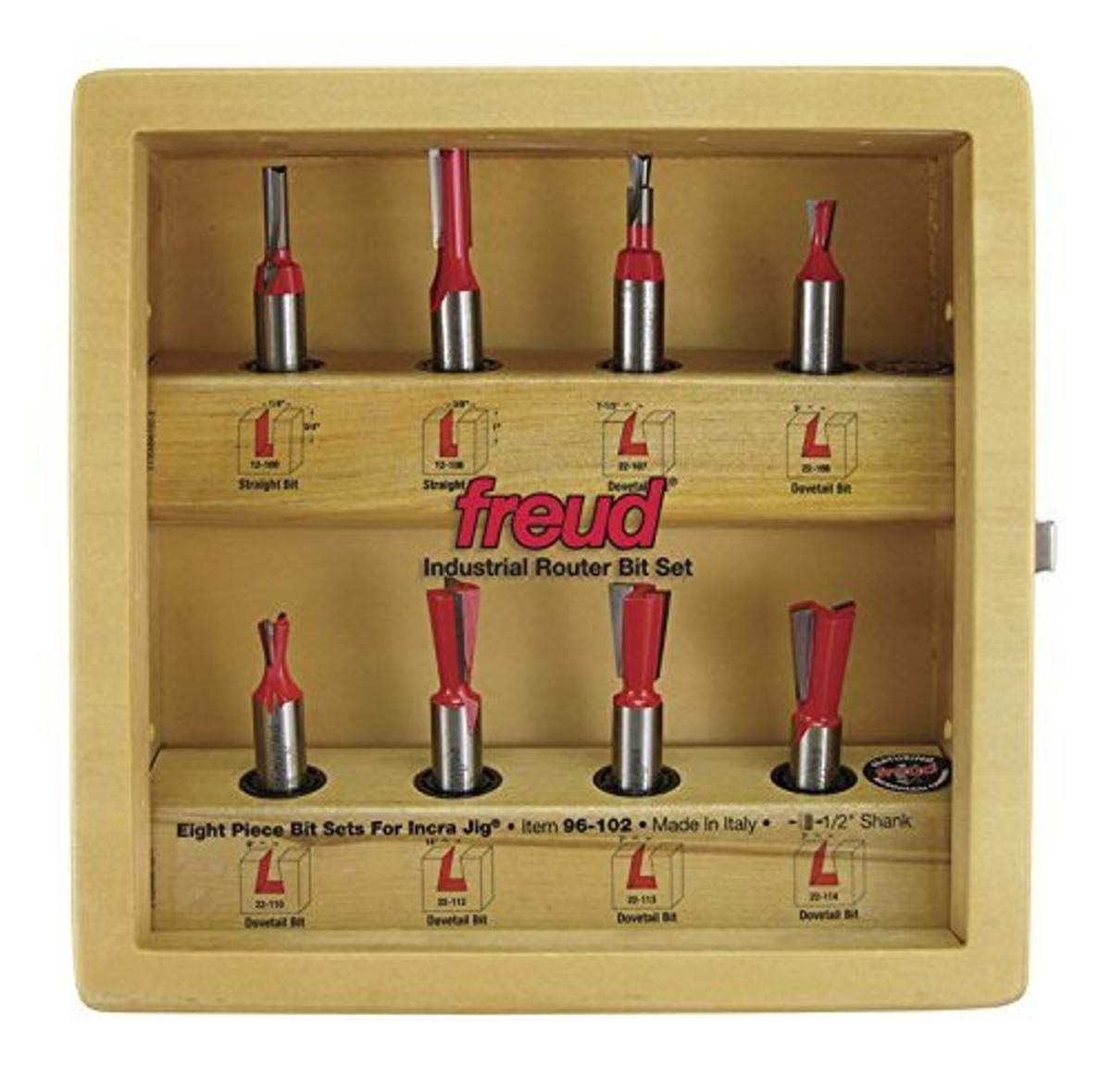 Freud 96-102: 8 Piece Bit Sets For Incra Jig¨ with 1/2" shank