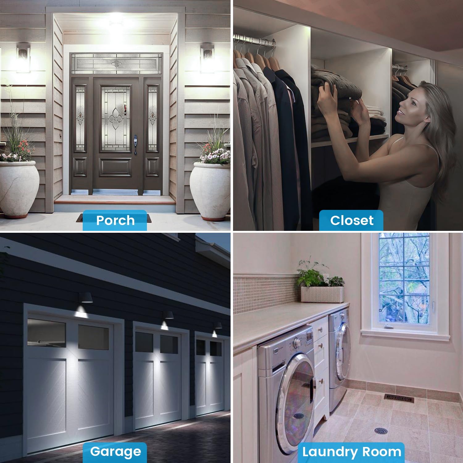 Aovpex Motion Sensor Light Bulbs, 13W(100W Equivalent) Movement Activated Dusk to Dawn Sensor LED Bulb, A19 E26 5000K Cool White Security Bulbs Outdoor Indoor, for Porch Garage Basement Hallway 4 Pack
