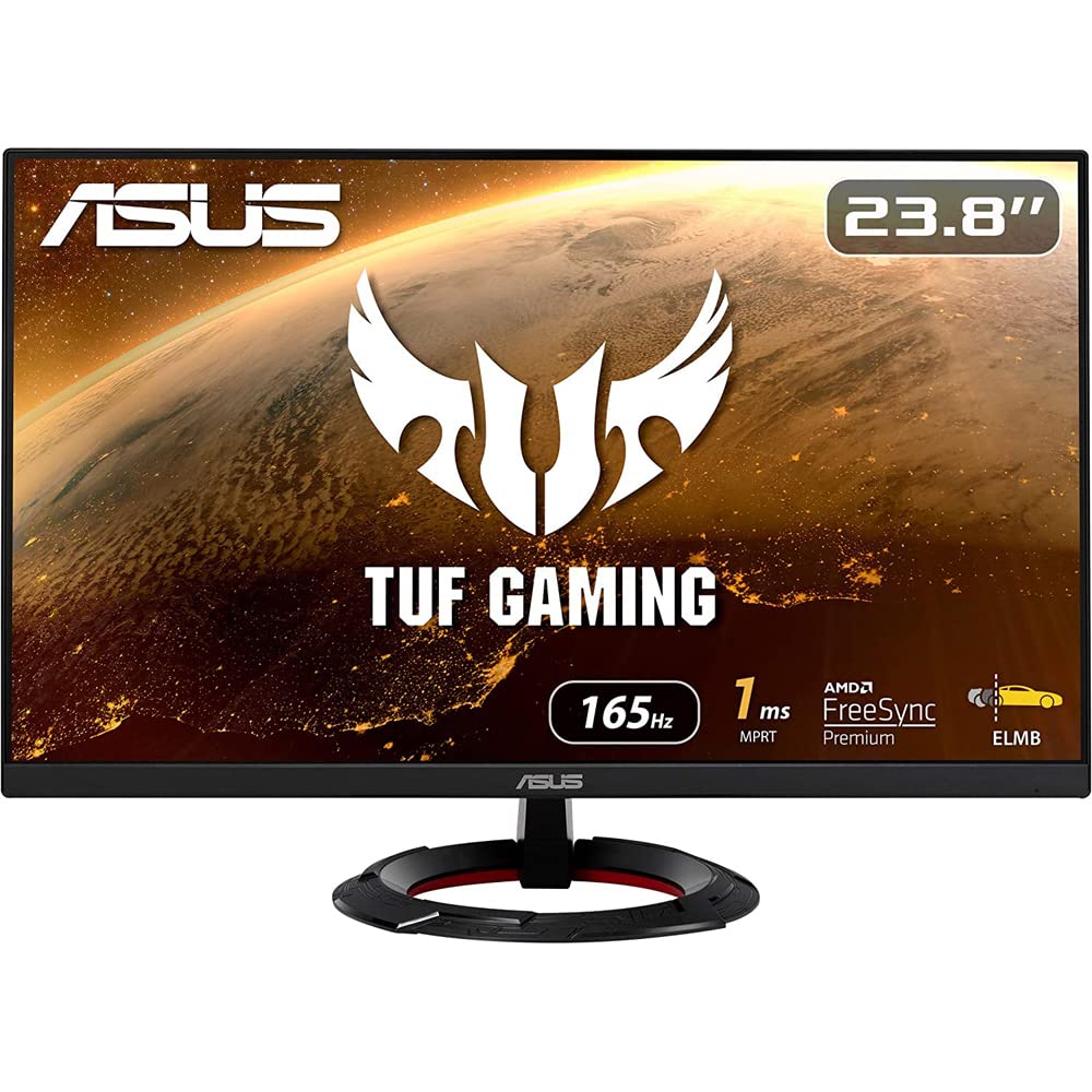 ASUS VG249Q1R TUF Gaming 23.8 inch 1080p Monitor with FreeSync Premium Bundle with Deco Gear HDMI Cable 2 Pack + Gamer Surface Mousepad + Screen Cloth