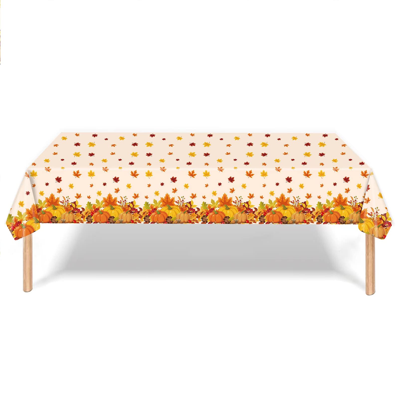 BEFANTST 3 Pieces Thanksgiving Disposable Tablecloth, 54 x 108 Inch Rectangle Waterproof Plastic Fall Thanksgiving Theme Tablecloth for Harvest Party Table Decoration