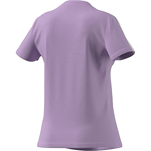 adidas Women's Essentials Slim 3-Stripes Tee, Clear Lilac/White, X-Large