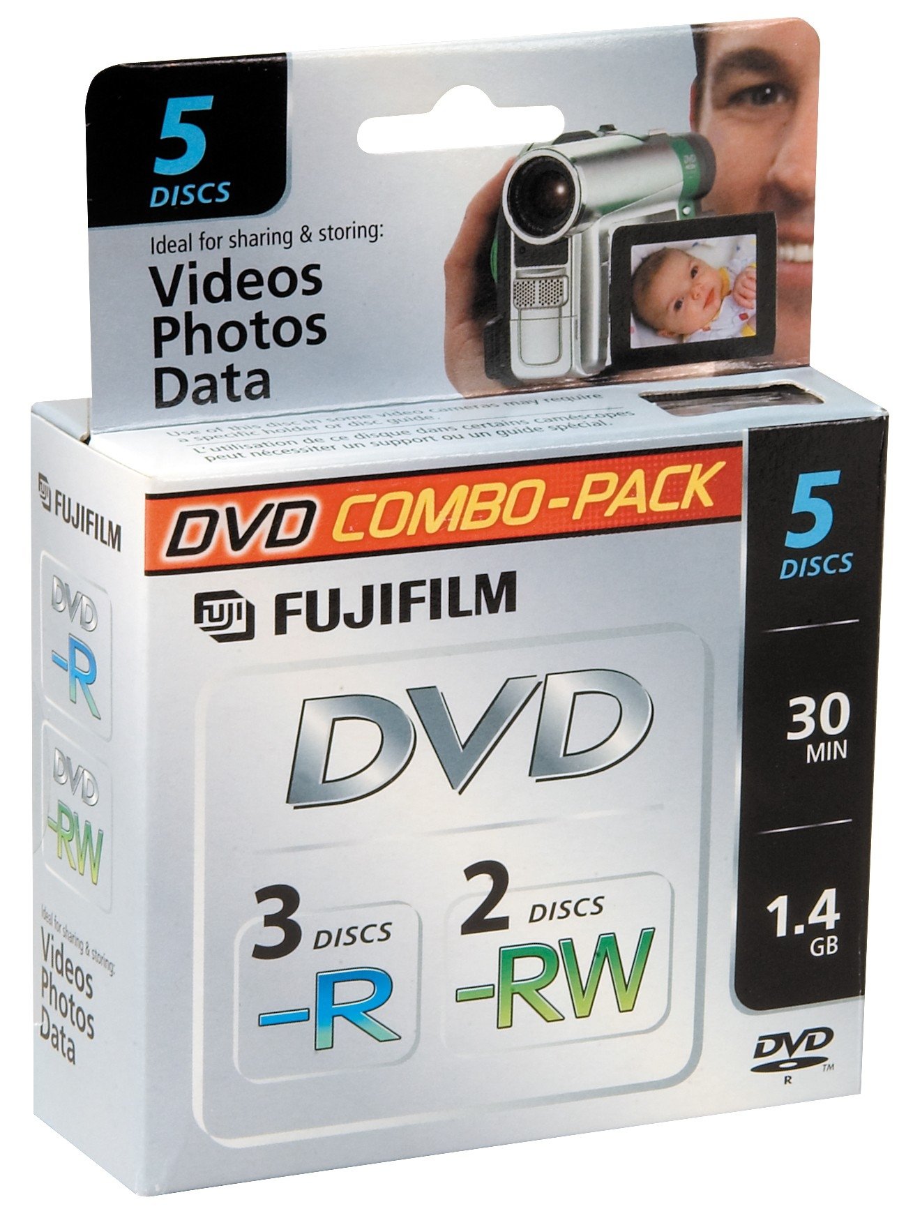 Fujifilm Media 25302434 3 DVD-R/2 DVD-RW 1.4 GB 30 Minutes HT Combo Pack - 5 Pack