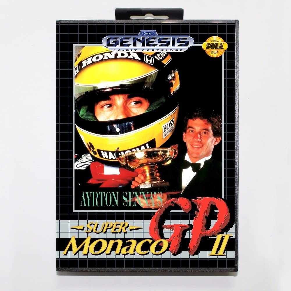 Ayrton Senna's Super Monaco GP II Game Cartridge 16 Bit MD Game Card With Retail Box For Sega Mega Drive For Genesis (Black)