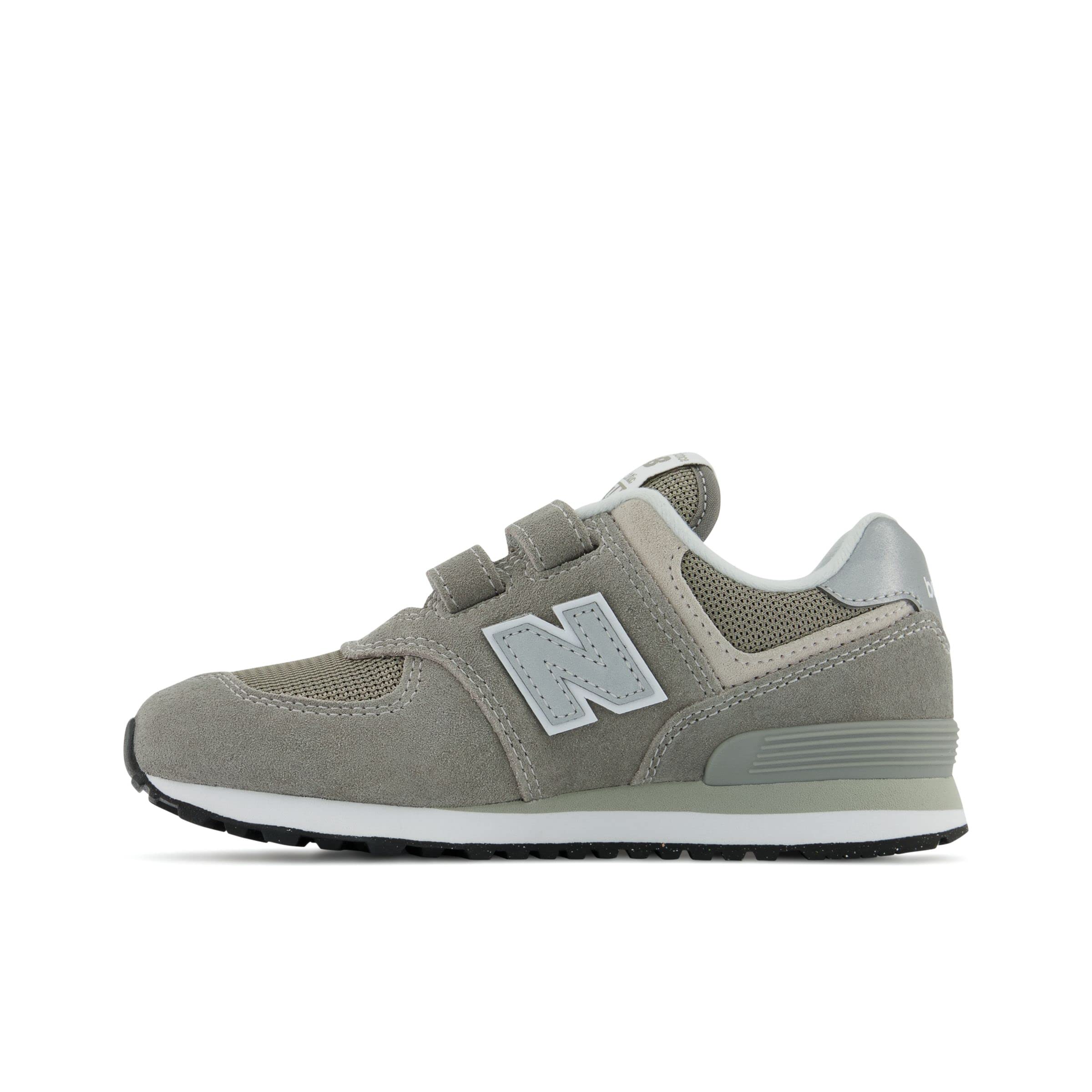 New Balance Kid's 574 Core Hook and Loop Sneaker, Grey/White, 1 Wide Little Kid