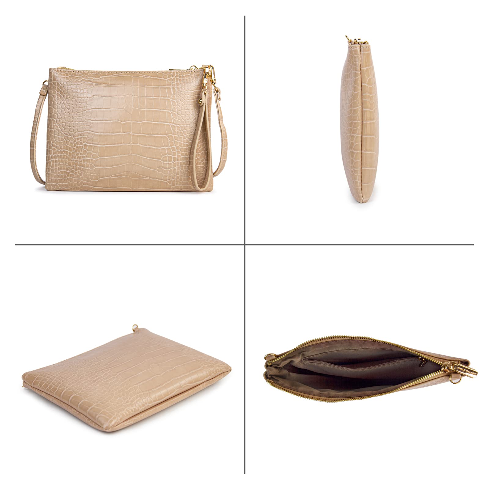 AMELIE GALANTI Small Crossbody Purse Bag For Women,Wristlet Clutch Handbag And Crossbody Wallet With Shoulder Strap For Cell Phone (Pattern-beige)