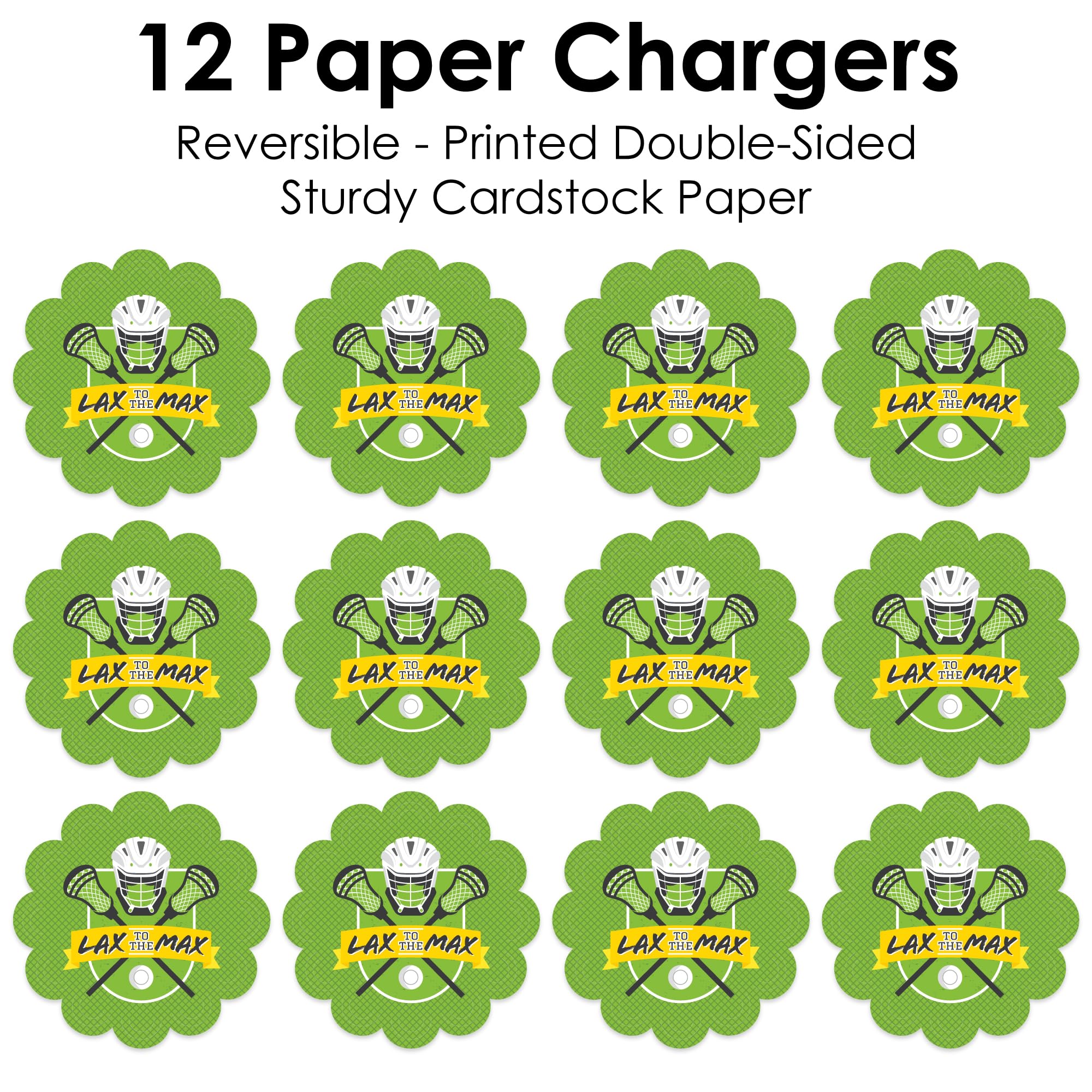 Big Dot of Happiness Lax to the Max - Lacrosse - Party Round Table Decorations - Paper Chargers - Place Setting For 12