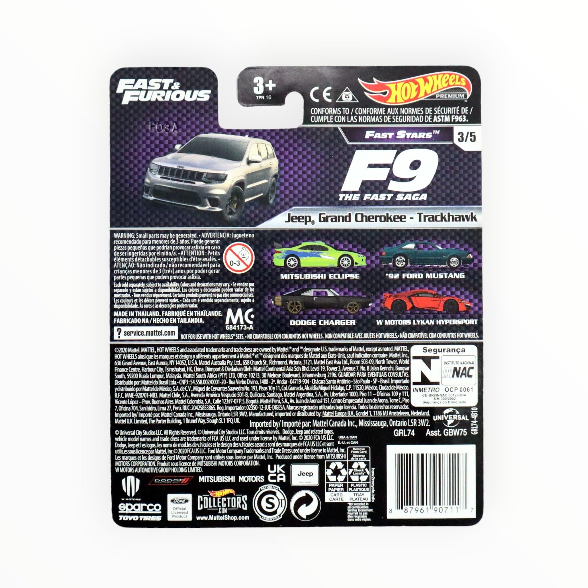 DieCast Hotwheels Grand Cherokee Trackhawk - 2021 Fast & Furious Fast Stars 3/5 [Gray] 1:64 Scale Premium