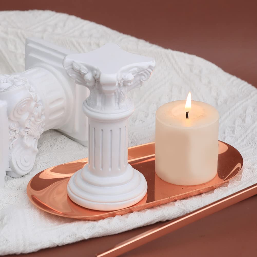 GEZICHTA Roman Pillar Greek Column Statue Resin Figurine Base Sculpture Wedding Table Decorations Indoor Home Decor(3.5x3.7x6.9 inch,Square)