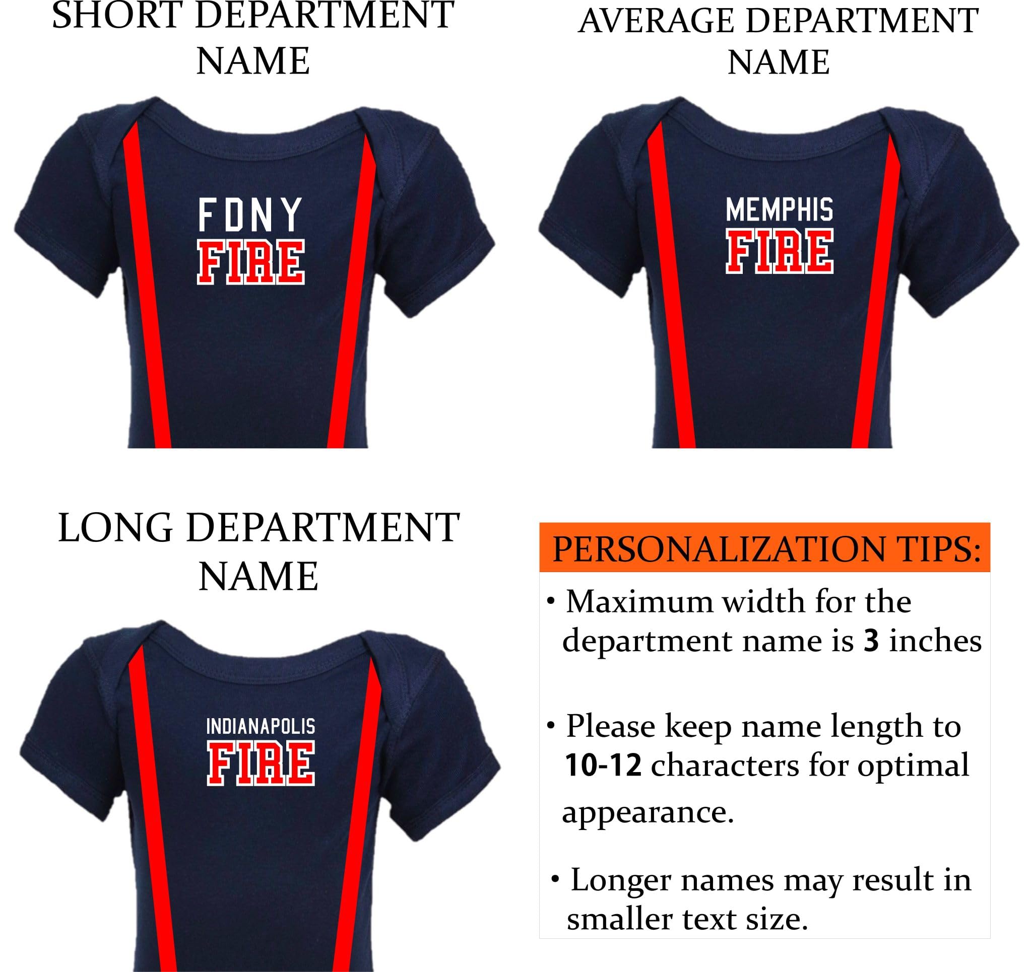 Fully Involved Stitching Firefighter Personalized Navy Baby Bodysuit (3 Months)