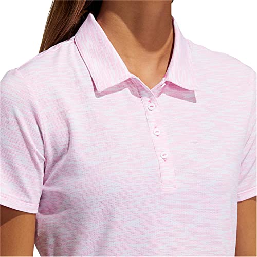 adidas Golf Women's Spacedye Primegreen Short Sleeve Polo Shirt, White/Pink, Large
