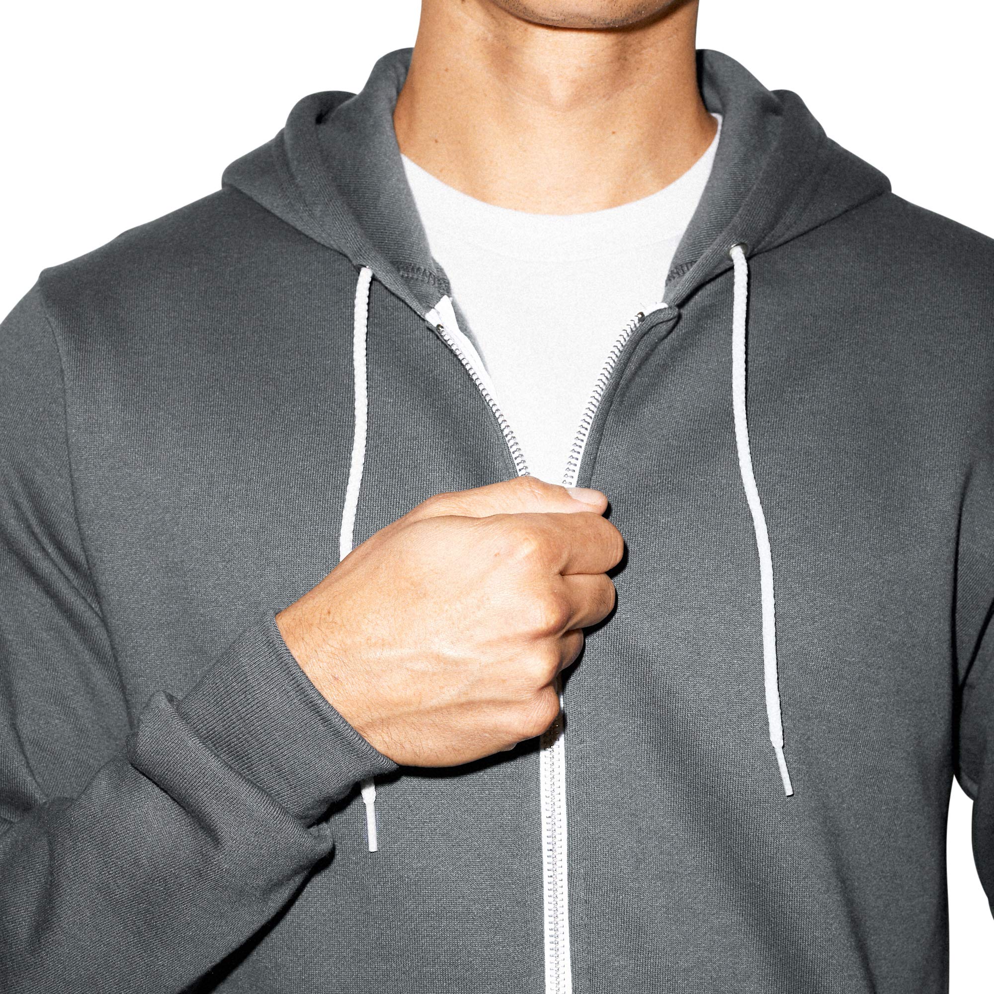 American Apparel Men's Flex Fleece Long Sleeve Zip Hoodie, Asphalt, X-Small