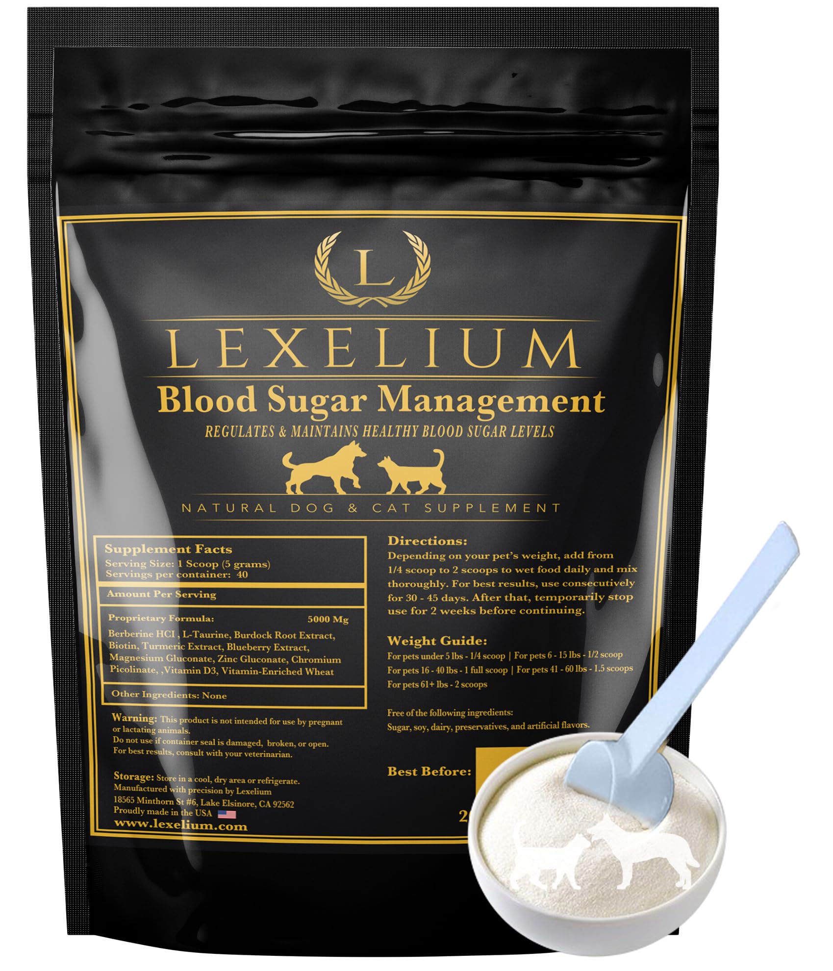 Blood Sugar Management for Diabetic Dogs and Cats- Vet-Formulated Powder Formula -Supports & Regulates Healthy Blood Sugar Levels- Supplements Insulin Sensititivity & Glucose- Made in The USA -200g