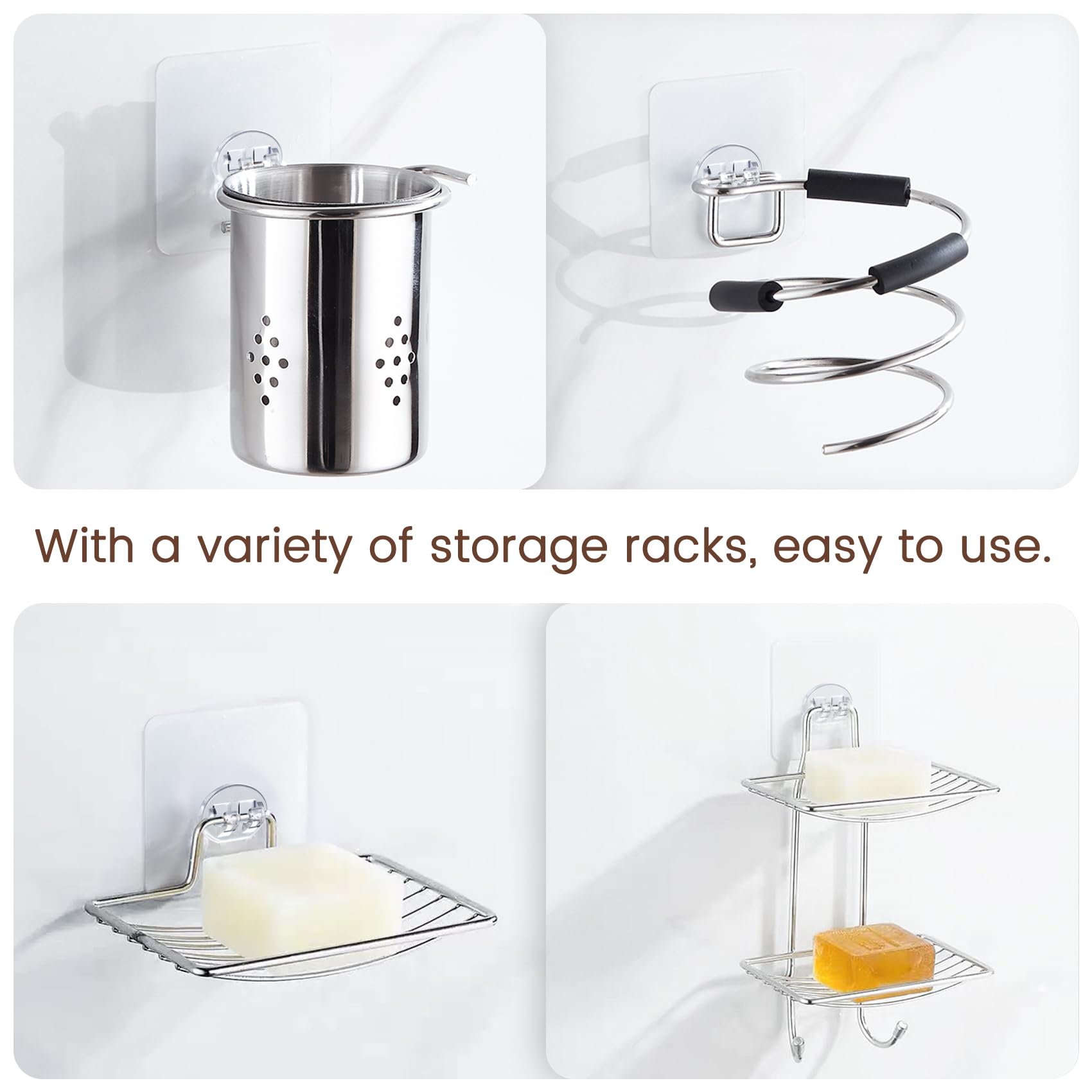 Boeetech Shower Caddy Adhesive for Replacement, Adhesive Hook Transparent Replacement Hook Wall Hooks, Strong Hanging Hooks Shower Shelves Stickers Hooks for Shower Caddy (12 PC)