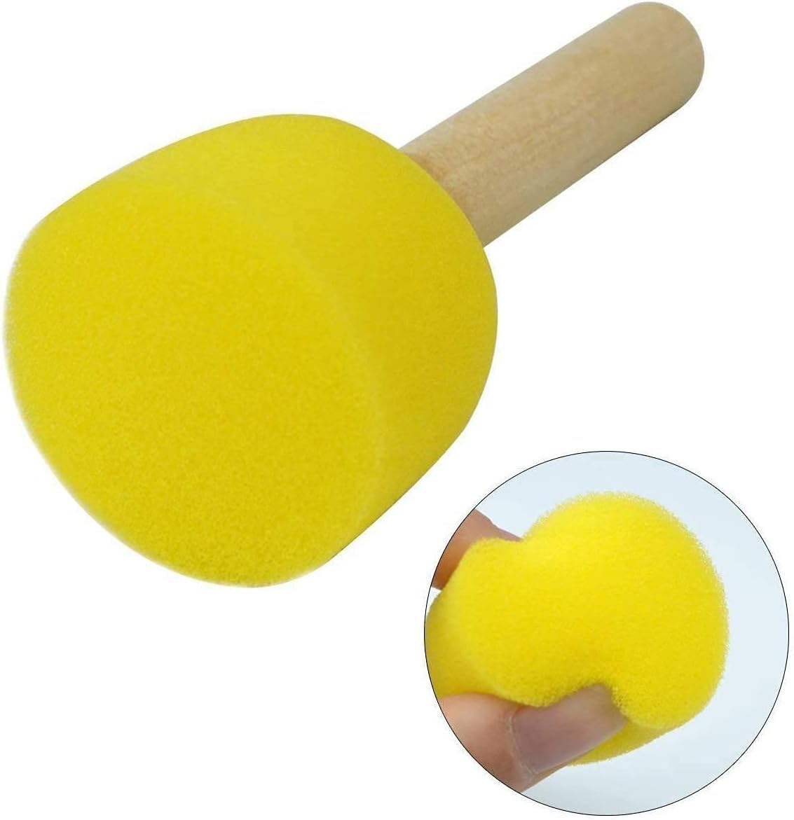 WAFJAMF 30 Pcs Assorted Size Round Sponges Brush Set 4 Sizes DIY Painting Tools- Yellow