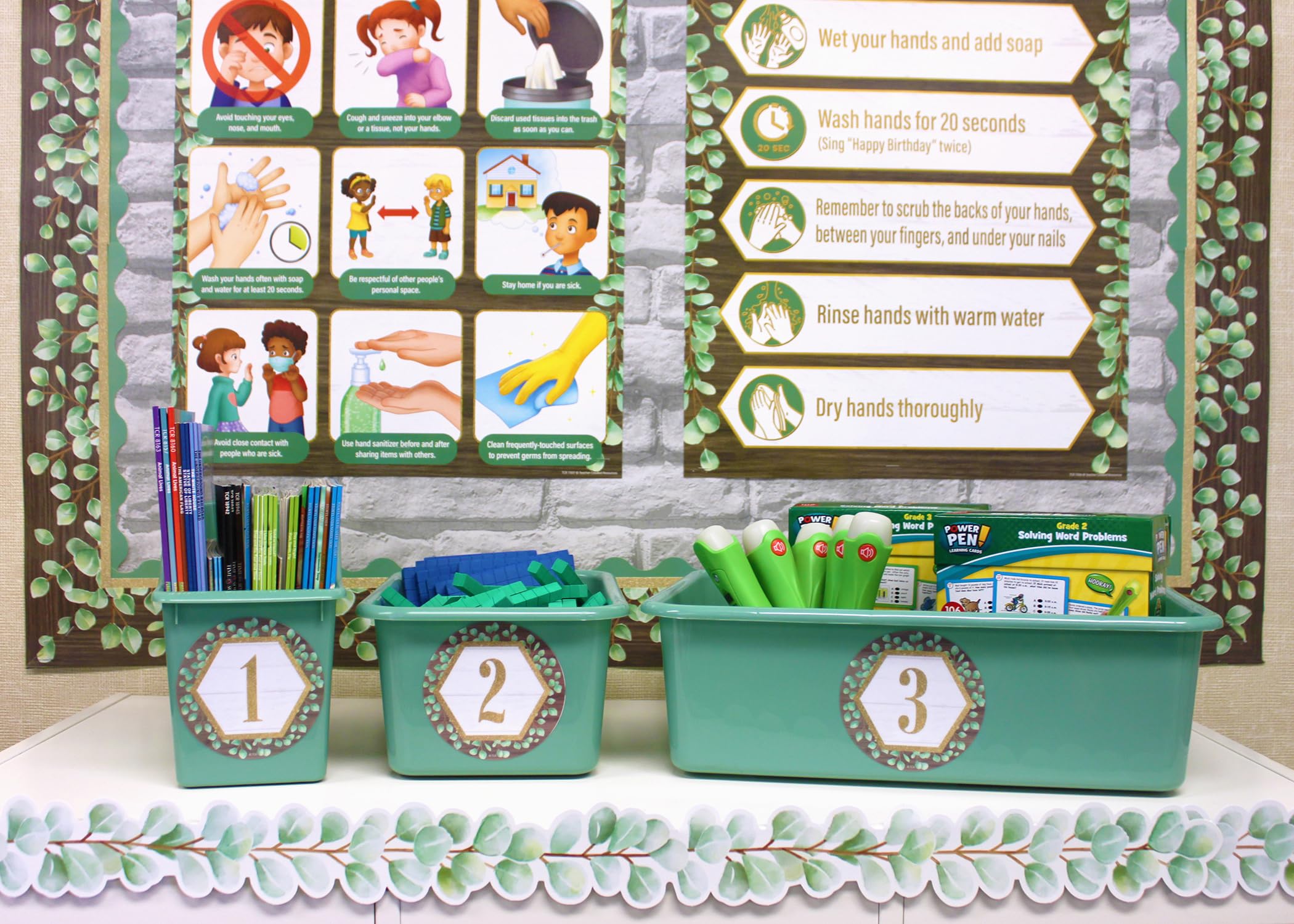 Teacher Created Resources Eucalyptus Green Small Plastic Storage Bin 6-Pack (TCR2088582)