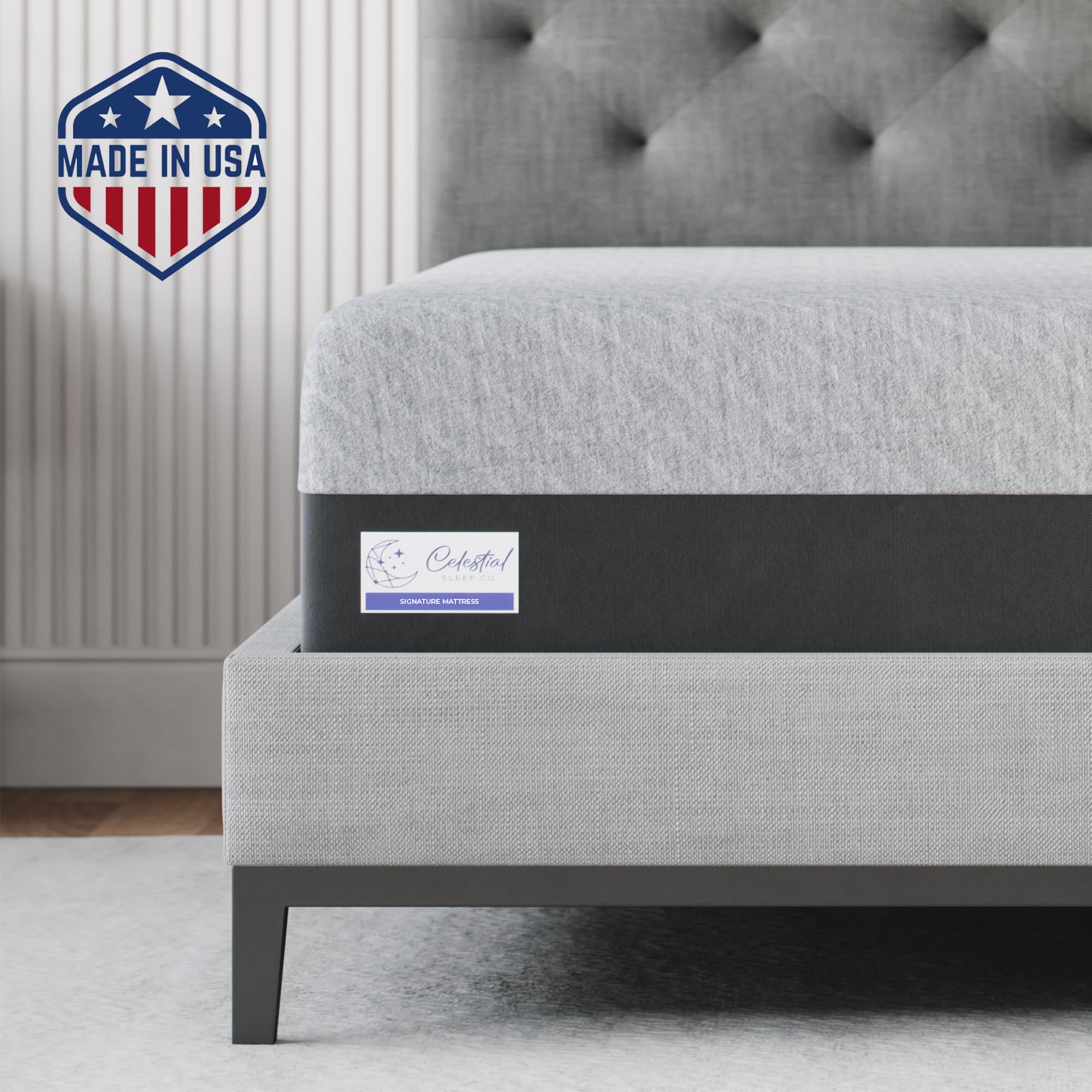 Celestial Sleep Gel Memory Foam Mattress in a Box, Made in The USA, CertiPUR-US Bed, 10 inch Medium - Twin