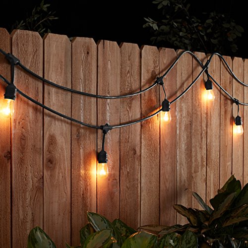 Amazon Basics Outdoor Patio String Lights, S14 Bulb, 48 Feet, Black