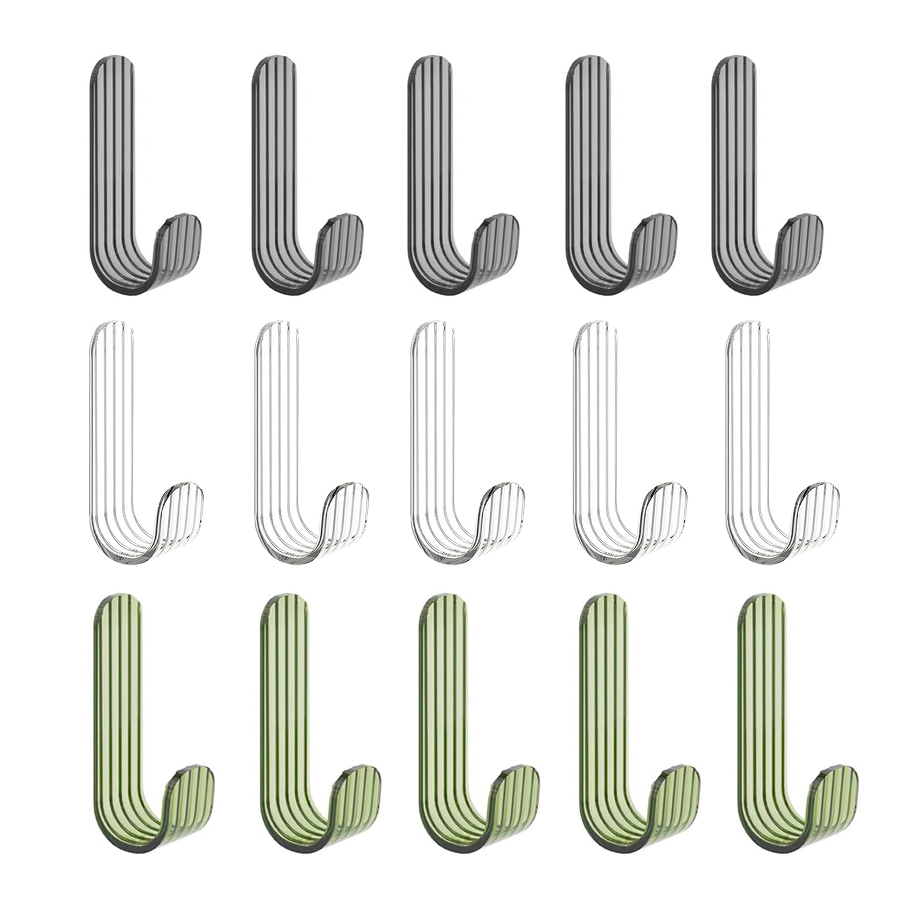 Frantlna Acrylic Adhesive Wall Hooks for Hanging Towels Hat Keys Wreath Hooks for Front Door Desk Bathroom Kitchen Living Room (16pcs)