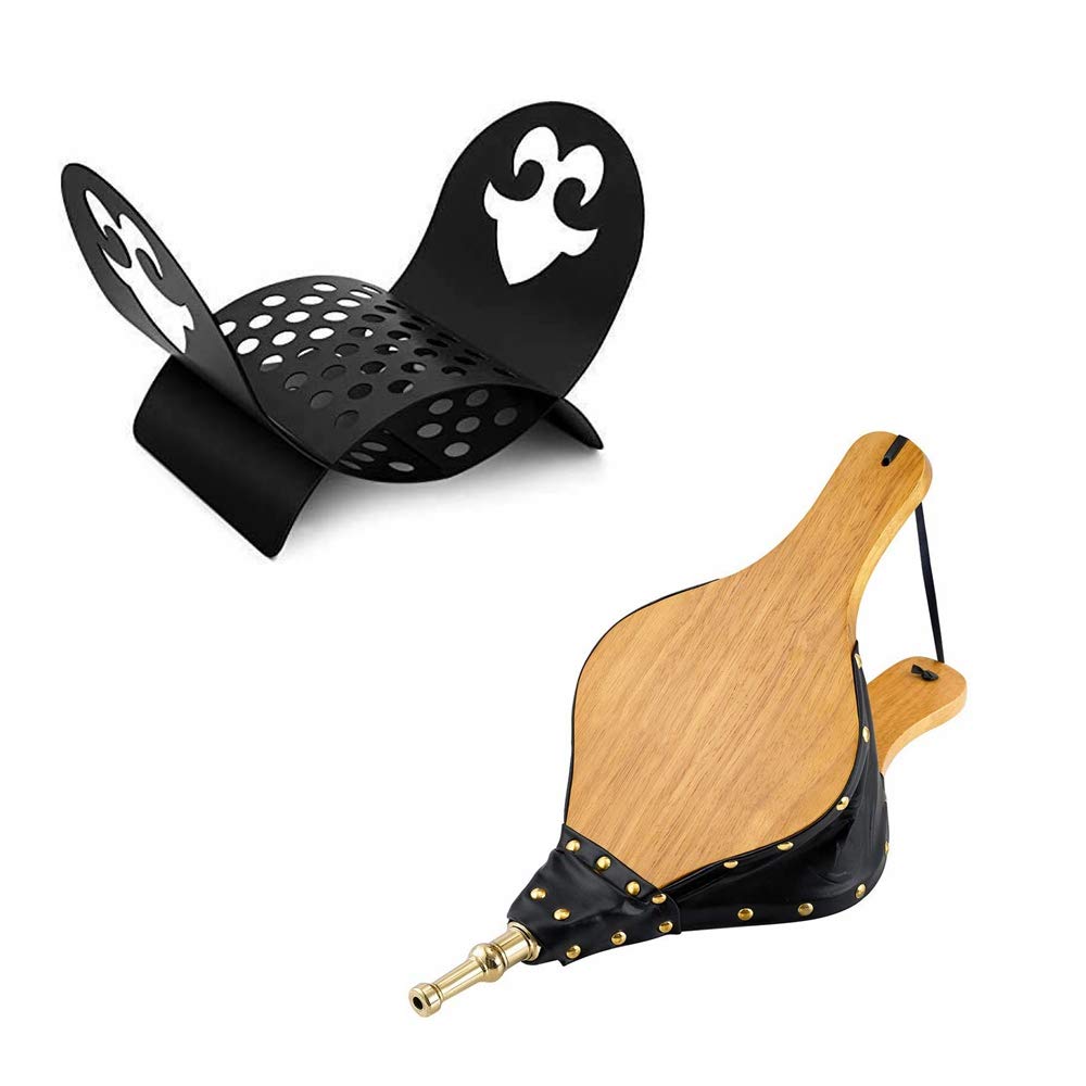 Amagabeli Firewood Rack Indoor Carrier Metal Fireplace Log Holder Bundle Fireplace Bellows 15.5"x 7"