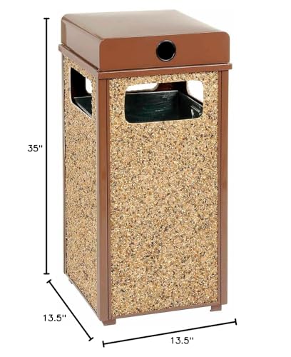 Global Industrial Stone Panel Trash Weather Urn Brown 13-1/2" Square X 35" H